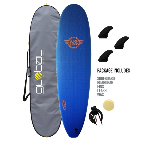 Surfworx Ribeye Navy Mini Mal Soft Surfboard 7ft 6 Starter Package – Bob Gnarly Surf